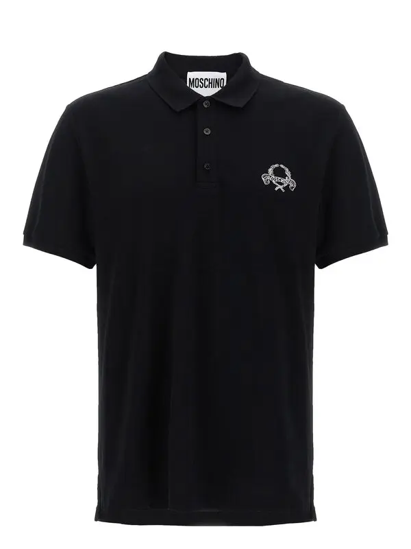 Moschino Logo Embroidery Polo Shirt - Black