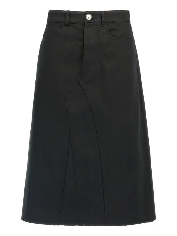 JIL SANDER Cotton Canvas Midi Skirt - Black