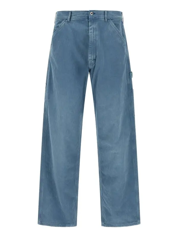 MAISON MARGIELA Herringbone Cotton Jeans - Light Blue