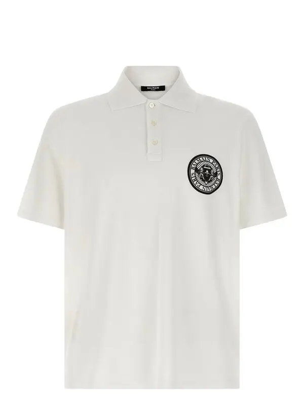 Balmain Coin' Polo Shirt - White/black