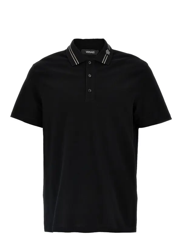 Versace Medusa Embroidery' Polo Shirt - Black