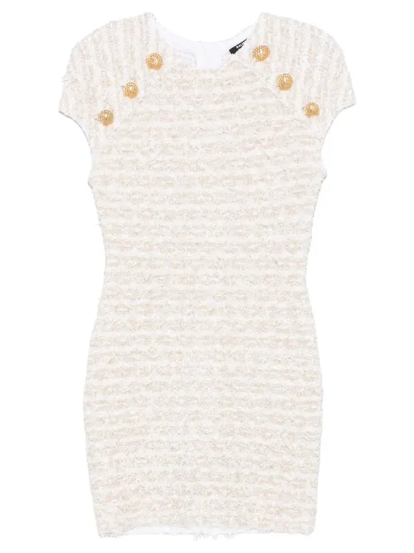 Balmain Tweed Mini Dress - White