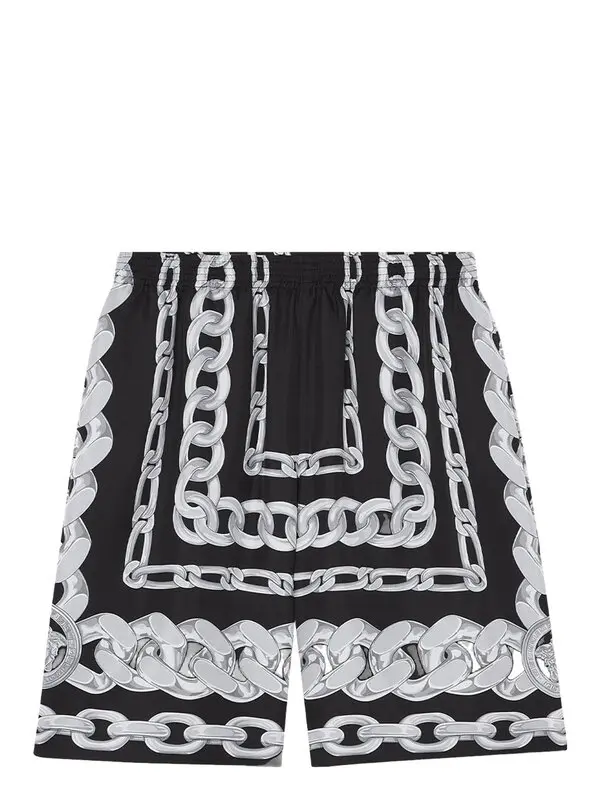 Versace Medusa Chain Silk Shorts - Black