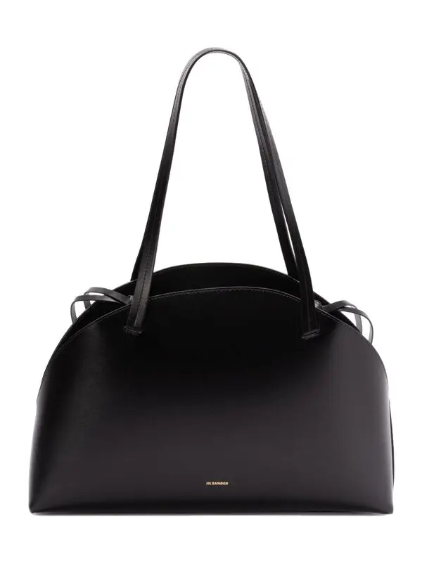 JIL SANDER Curve Medium Leather Shoulder Bag - Black