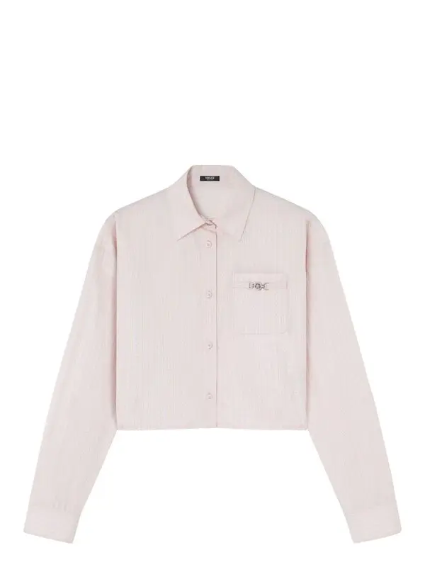 Versace Pinstripe Chain Cropped Shirt - Pink