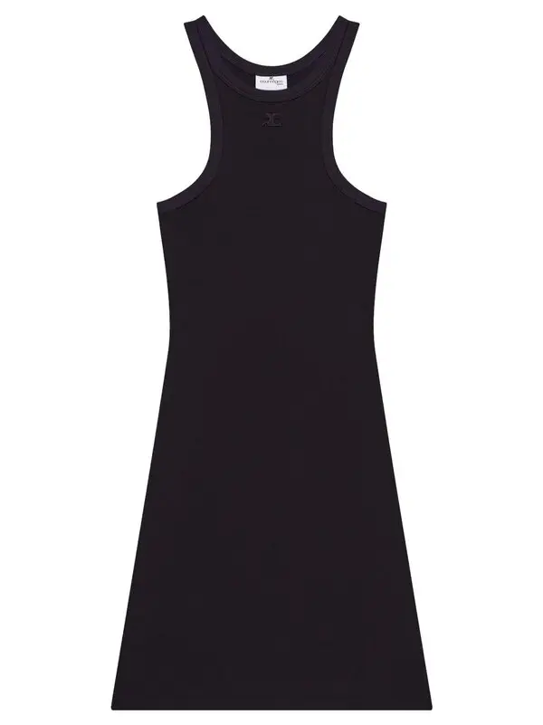 COURREGES Scuba Cotton Mini Dress - Black