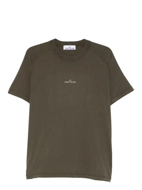 Stone Island Logo Cotton T Shirt - Green