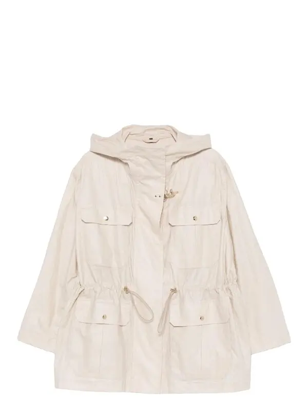 FAY Linen And Cotton-blend Parka Coat - White