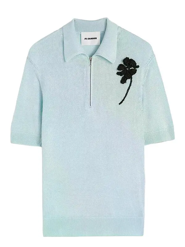 JIL SANDER Knitted Polo Shirt - Blue