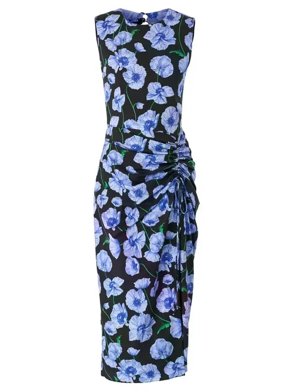 Carolina Herrera Floral-print Midi Dress - Black