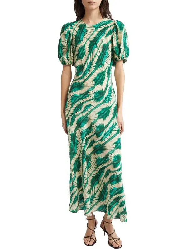 Ulla Johnson Ines Puff Sleeve Silk Maxi Dress - Acacia