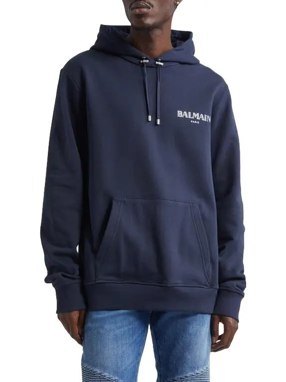 Balmain Gel Logo Hoodie - Navy/ Multi