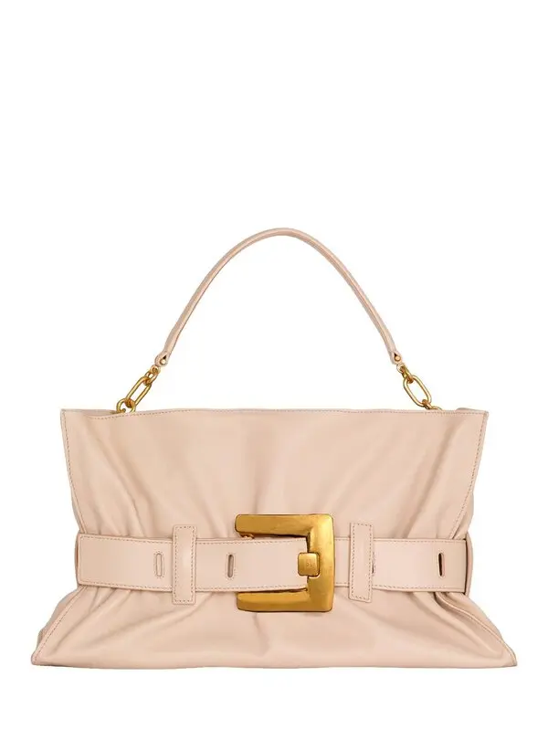 Balmain Anthem Medium Leather Tote - Beige