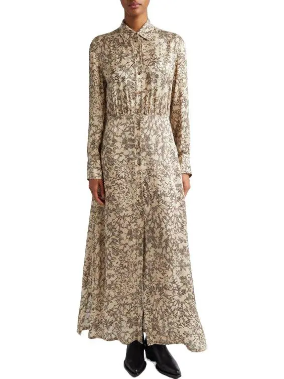 Golden Goose Printed Maxi Shirtdress - Safari/ Black