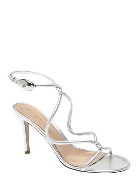 GIANVITO ROSSI Black Mamba Sandal - Silver Trasp