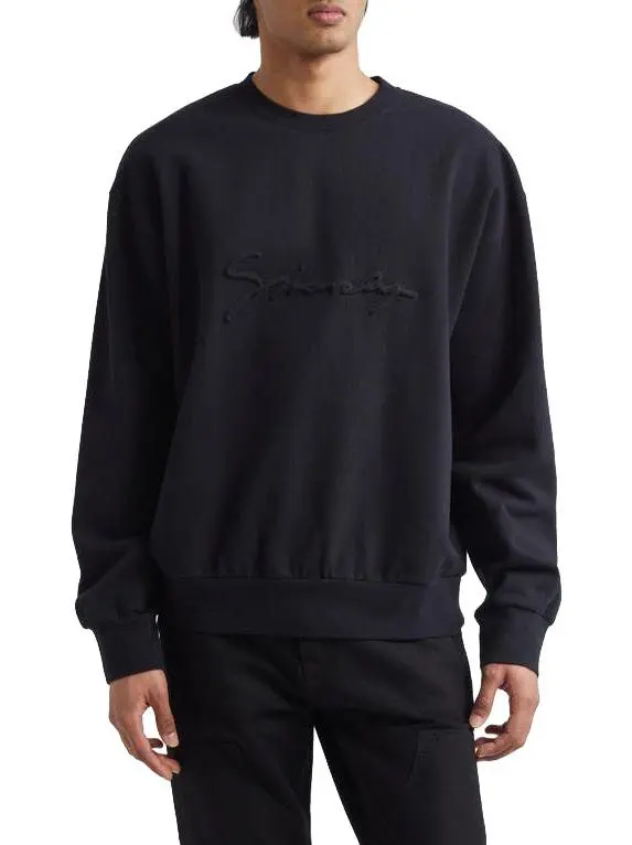 Givenchy Boxy Fit Embossed Logo Fleece Sweatshirt - Black