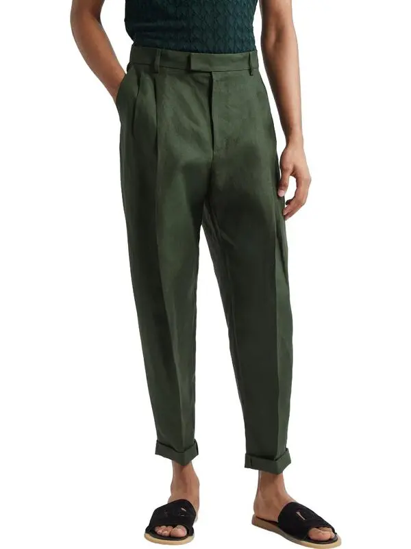 Dolce & Gabbana Crop Linen Trousers - V0304 Militare Scuro