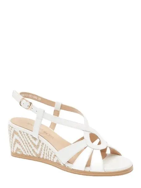 Regarde Le Ciel Madison Slingback Platform Wedge Sandal - Garment White