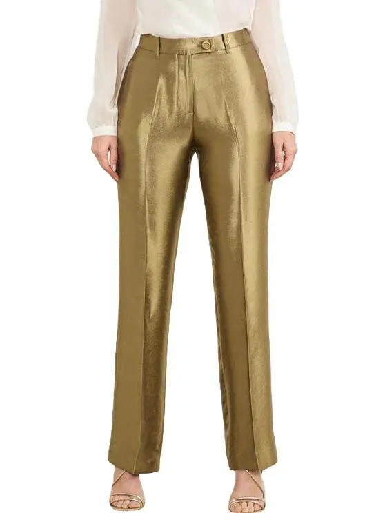 MARCIANO Milla Metallic Straight Leg Pants - Gold