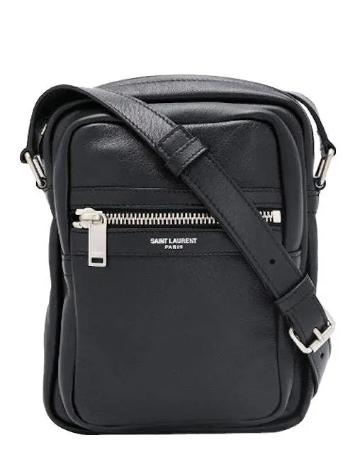 Saint Laurent Leather Sid Crossbody - Black
