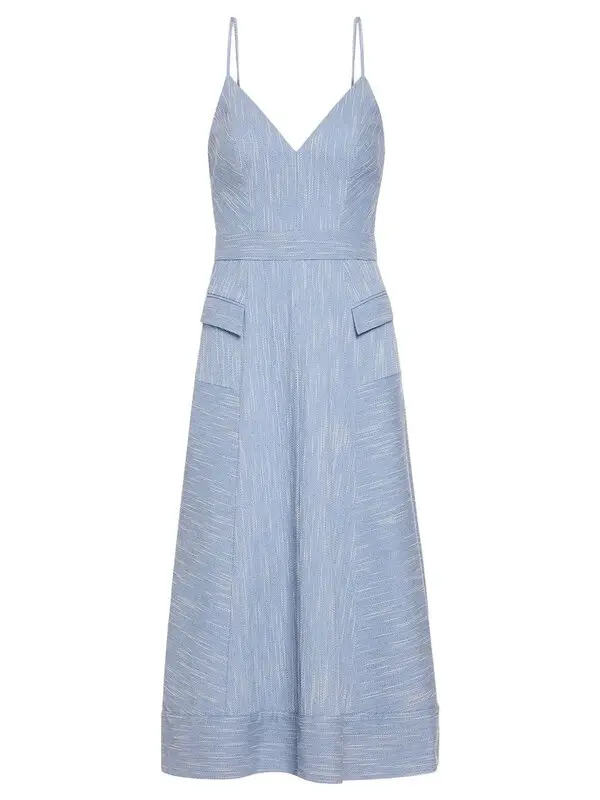 Ramy Brook Cassia Textured A-line Midi Dress - Light Indigo Slub