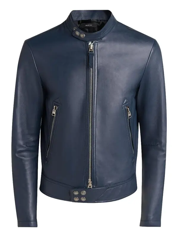 TOM FORD Napa Leather Racer Jacket - Midnight Navy
