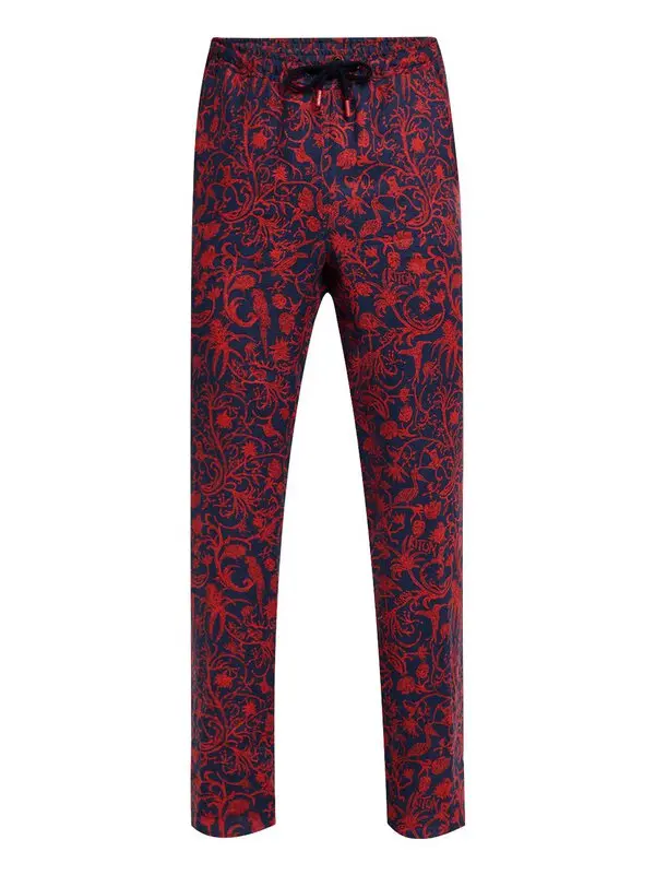 Kiton Linen Coral-print Stretch Pants - Red