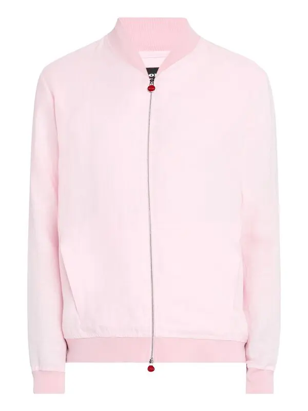 Kiton Solid Linen Blouson Jacket - Pink