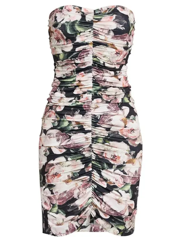 Norma Kamali Strapless Shirred Dress - Peony