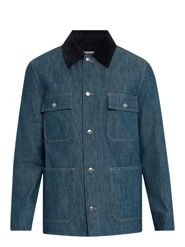 Loro Piana Conley Corduroy-collar Denim Blouson - Blue Spirulina