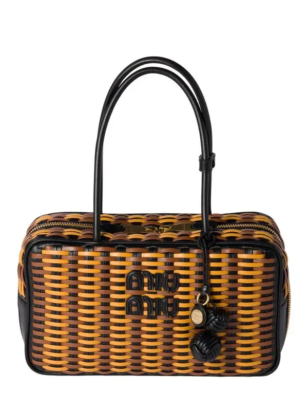 Miu Miu Beau Leather Bag - Black/cognac/ochre