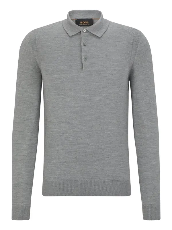 BOSS Wool-cashmere-silk Polo Shirt - Silver