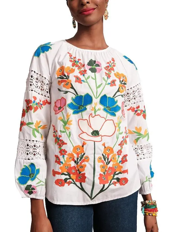 FRANCES VALENTINE Saskia Botanical Top - Oyster/multi