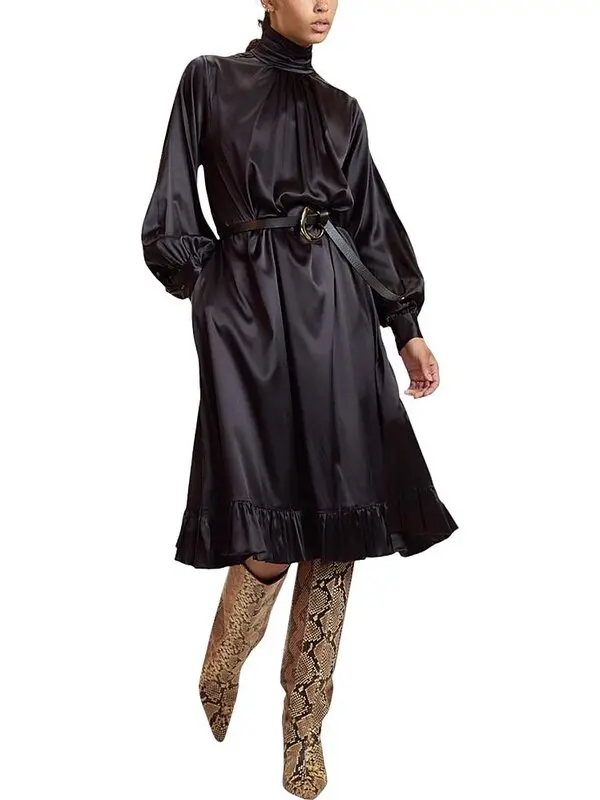Cynthia Rowley Monroe Silk Charmeuse Dress - Black