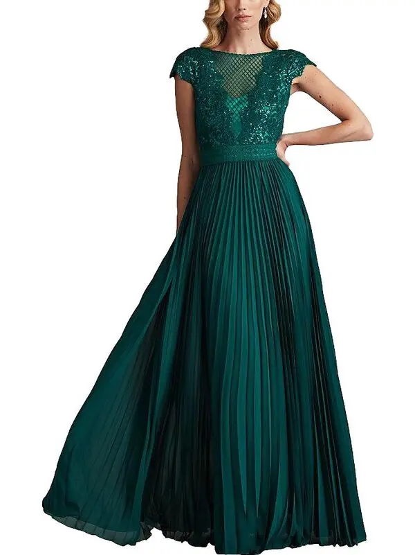 Tadashi Shoji Surette Sequin Embroidered Gown - Green