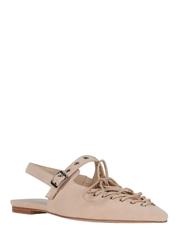 Jeffrey Campbell Geralt Tie Slingback Flats - Beige Suede