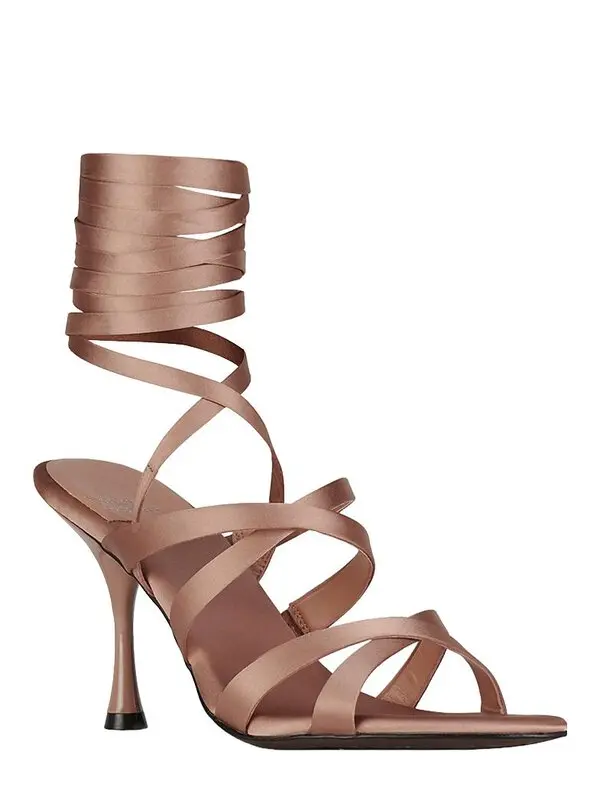 Jeffrey Campbell Obsessed Ankle Tie Sandals - Champagne Satin