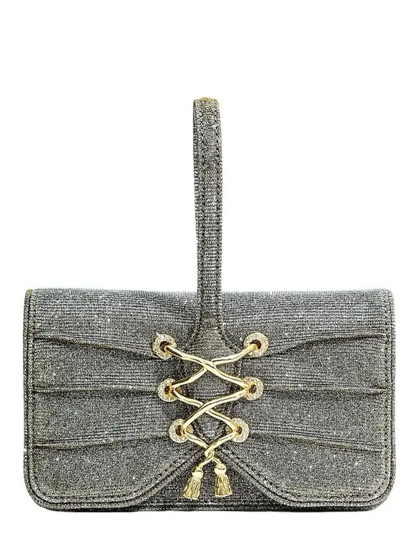Alexis Bittar Lace Up Glitter Wristlet - Disco Gold