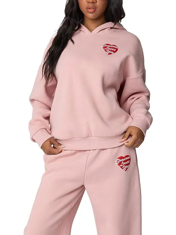 EDIKTED Someone Loves You Hoodie - Pink