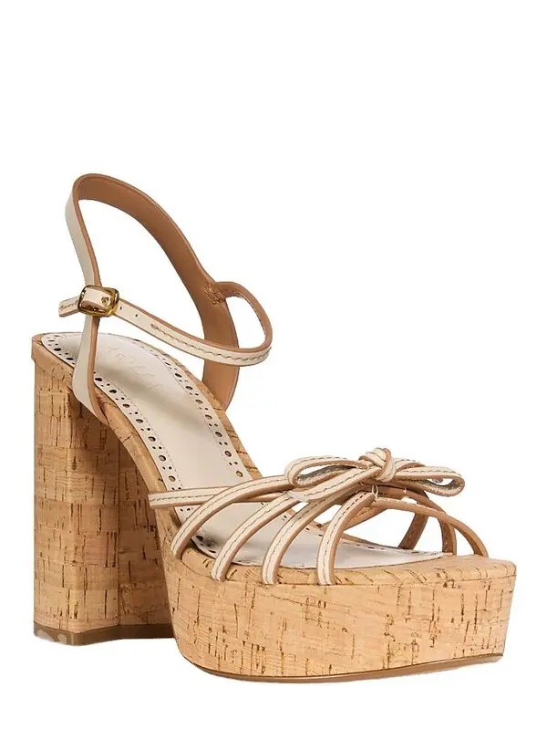 Aqua Geler Platform Sandals - Bone Leather