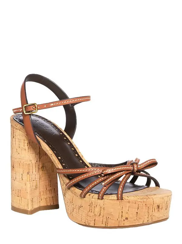 Aqua Geler Platform Sandals - Cognac Leather