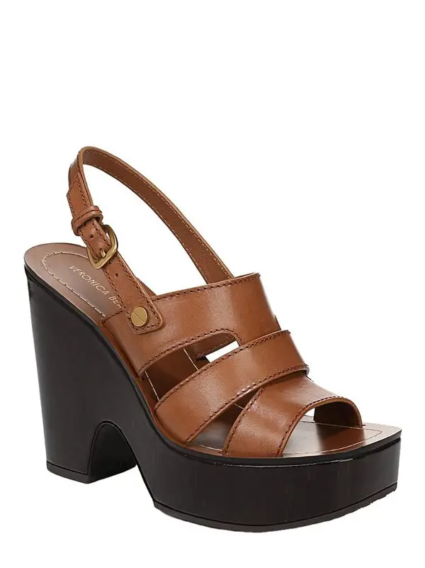 Veronica Beard Peony Platform Sandals - Honey