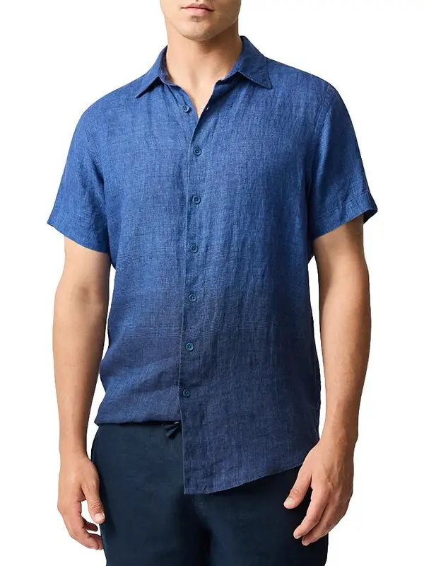 Rodd & Gunn Cannons Creek Short Sleeve Sports Fit Linen Shirt - Eclipse