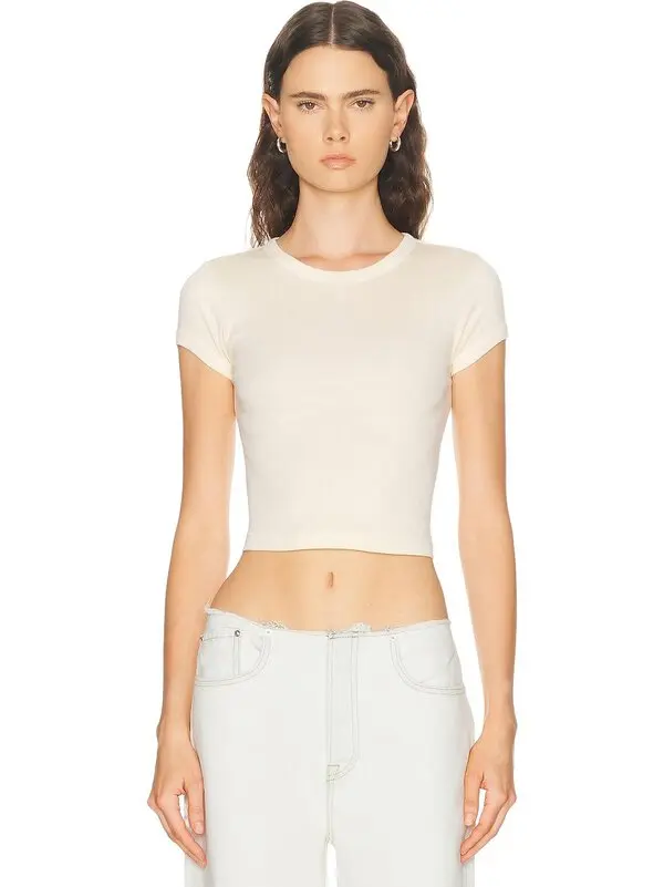 Enza Costa Supima Baby Rib Cropped Tee - Flan