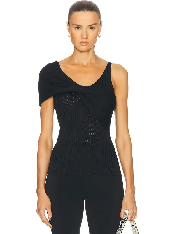 HOUSE OF DAGMAR Draped Knit Top - Black
