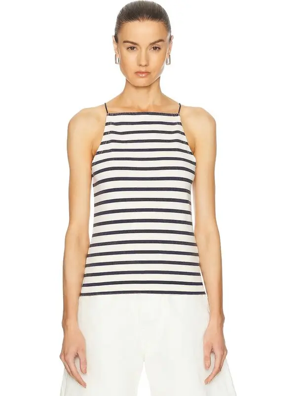 R13 Halter Stripe Tee - Navy & Ecru Wide Stripe