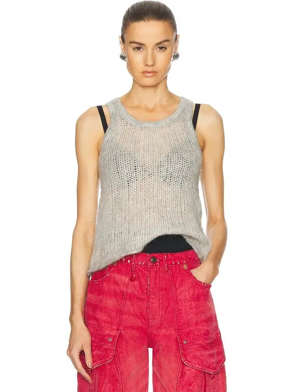R13 Sweater Tank Top - Light Heather Grey Mohair