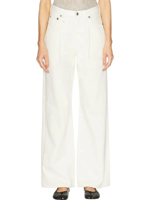 R13 Damon Pleated Wide Leg - White Slubby Twill