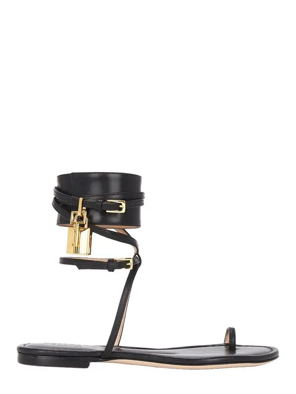 TOM FORD Soft Calf Ankle Wrap Sandals - Black