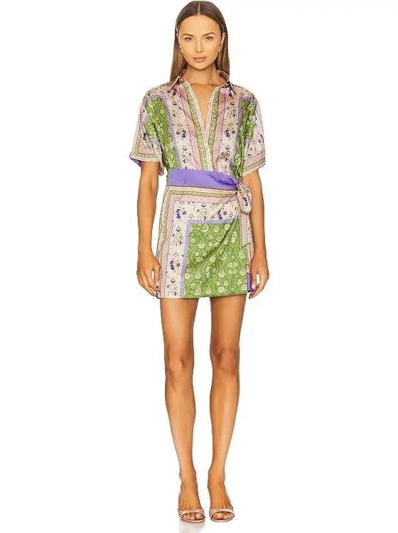 Misa Kezia Dress - Green,beige